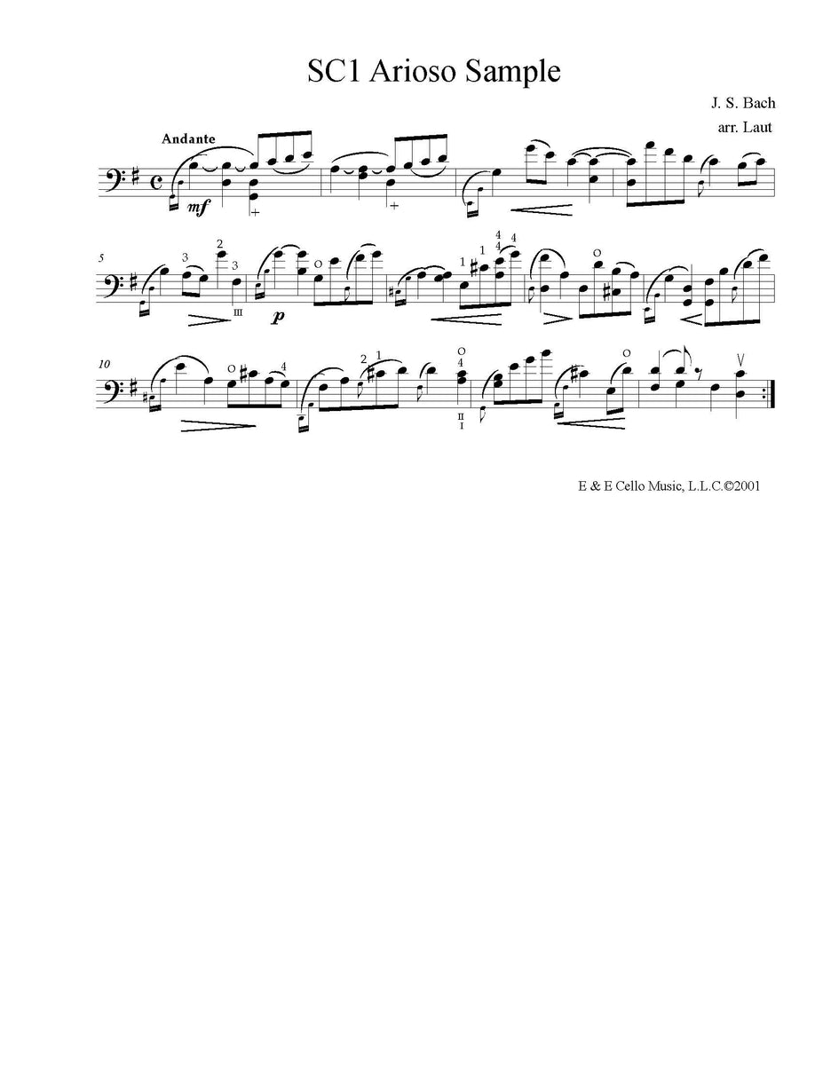 Bach "Arioso" for Advanced Solo Cello – E & E Cello Music