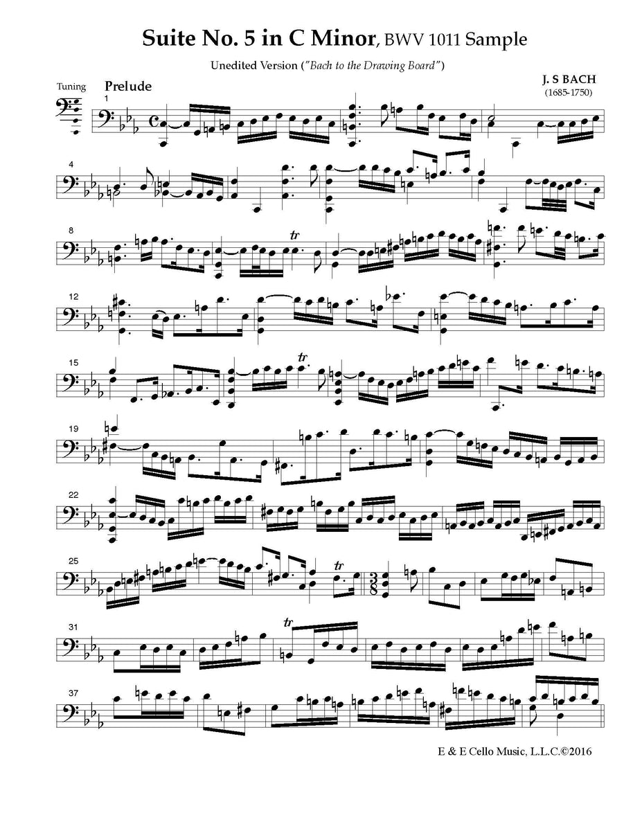 "Bach to the Drawing Board"Suite Number 5: (Scordatura)Unedited Bach S ...